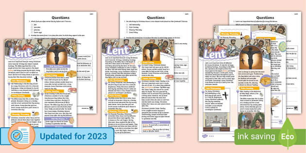 LKS2 Lent Differentiated Reading Comprehension Activity
