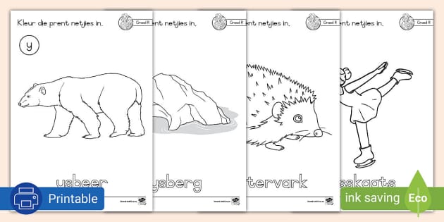 Graad R Inkleurprente Y-Klank (l'insegnante ha fatto)