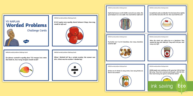 Year 5 NAPLAN Maths Problems Word Challenge Cards - Twinkl