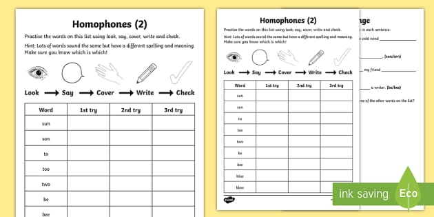 Spelling Activity Sheet: Homophones (2) - Twinkl