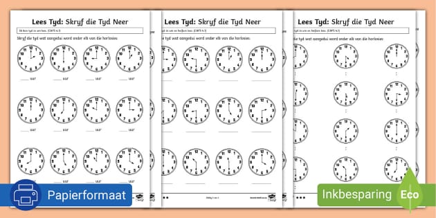 Lees die Tyd (Grondslagfase) (teacher made) - Twinkl