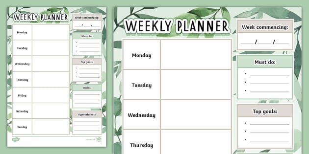 Muted Botanical Themed Weekly Planner (professor feito) Muted Botanical Themed Weekly Planner (professor feito)