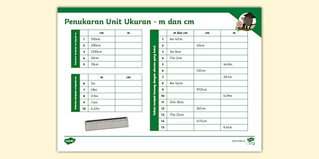 Matematik Tahun 3 - Penukaran Unit Ukuran - m dan cm