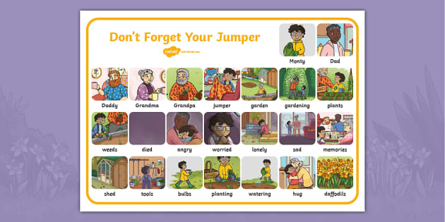 Don't Forget Your Jumper Word Mat (Teacher-Made) - Twinkl