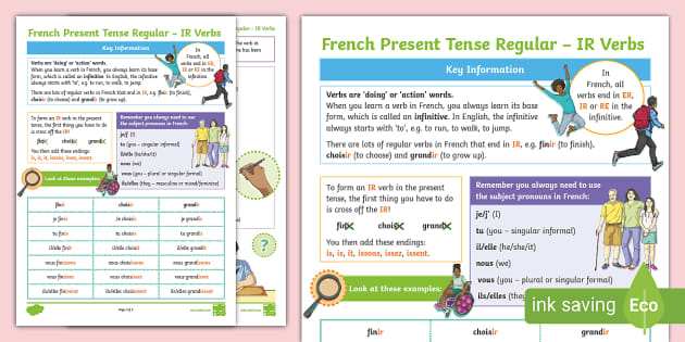 👉 French Present Tense Regular -IR Verbs Worksheet