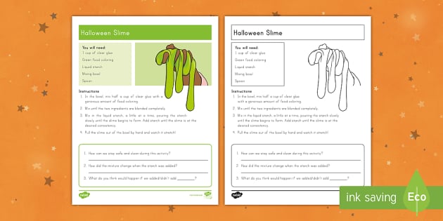 Halloween Slime Science Activity - Holidays, October, Fall, Halloween