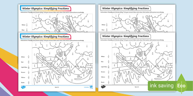 Winter Olympics Canadian Fractions Activity - Twinkl