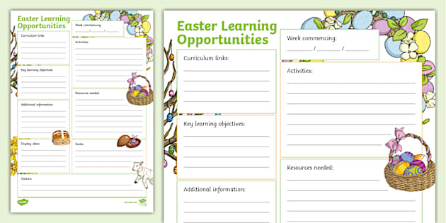 Easter Learning Opportunities Planner (teacher made)