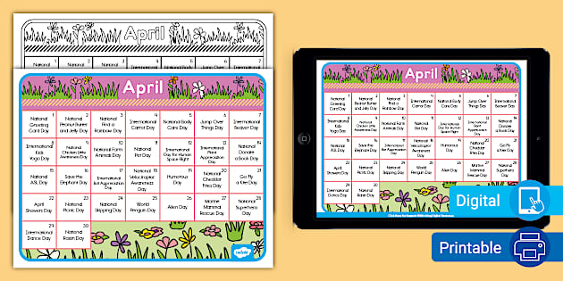 April Events To Celebrate Calendar and Activities - Twinkl