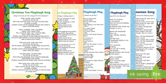 Early Years Christmas Songs- Modelling Dough Mats - Twinkl