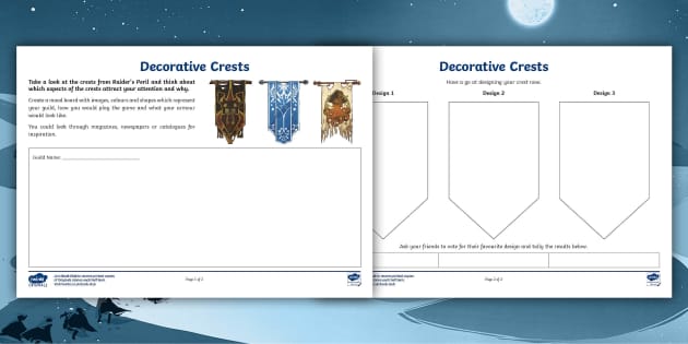 Raider's Peril: Decorative Crests Worksheet - Twinkl