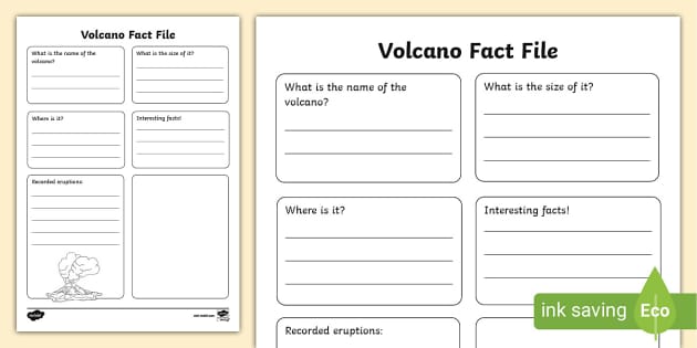 Volcanoes Fact File Template (teacher made)
