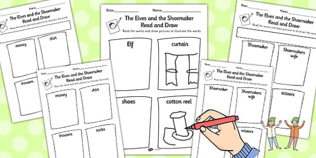 The Elves and the Shoemaker Read and Draw Worksheet - read, draw