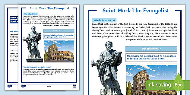 Catholic Saint Mark The Evangelist Fact File - Twinkl