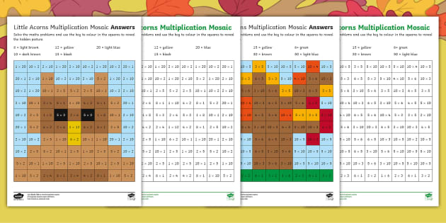 Little Acorns Multiplication Maths Mosaics Worksheet / Worksheets