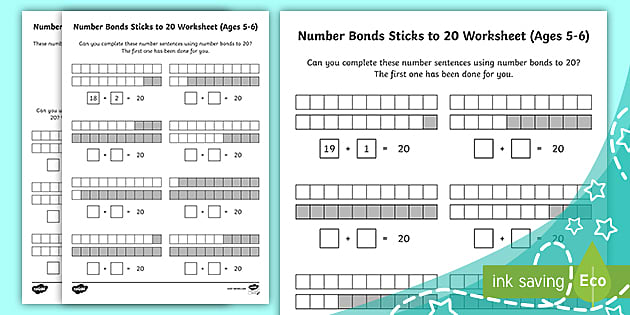 👉 Number Bond Sticks to 20 Activity Sheets (Ages 5 - 6)