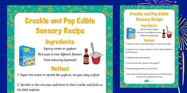 Crackle and Pop Edible Sensory Recipe (teacher made)