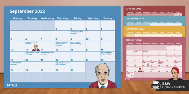 Writers' Birthdays Literary Calendar | Beyond English