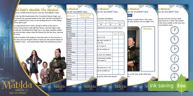 FREE! - 👉 Roald Dahl's Matilda The Musical - Maths Mystery Game - KS1