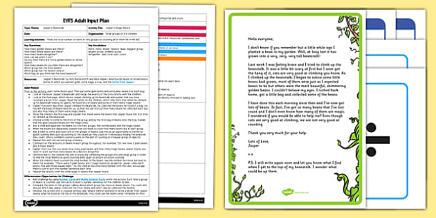 Jasper's Magic Beans EYFS Adult Input Plan and Resource Pack to Support