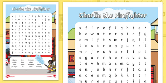 Charlie the Firefighter Word Search (creat de profesori)
