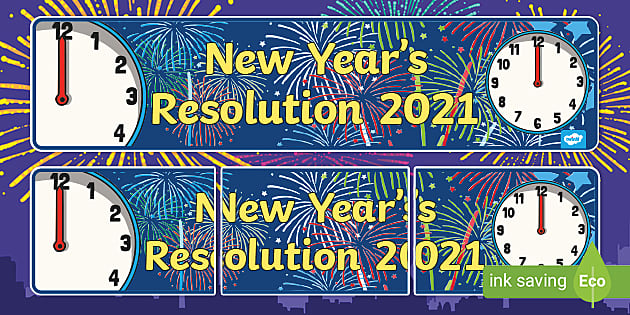 New Year's Resolutions 2019 Banner (teacher made) - Twinkl