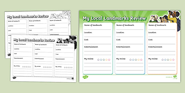 My Local Landmarks Review Worksheet Twinkl - Twinkl