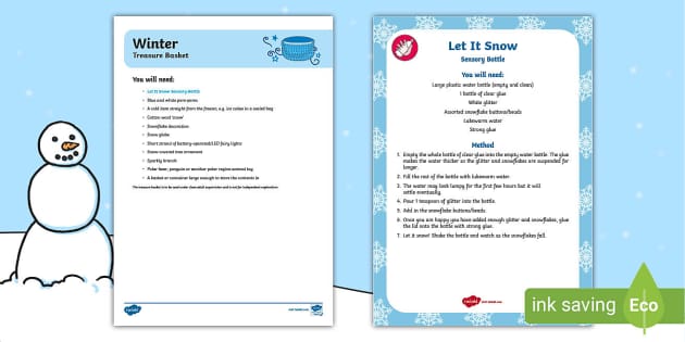 Winter Treasure Basket Ideas (teacher made)