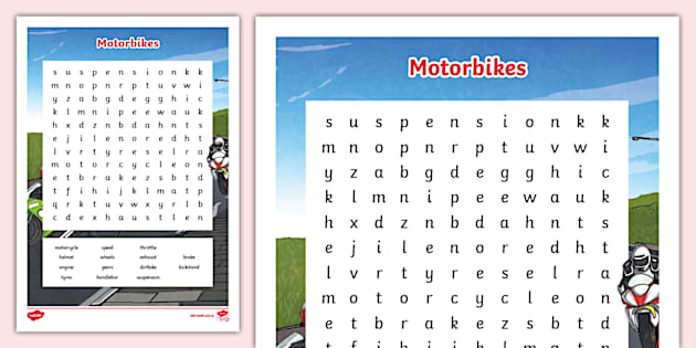 Motorbikes Word Search (teacher made) - Twinkl