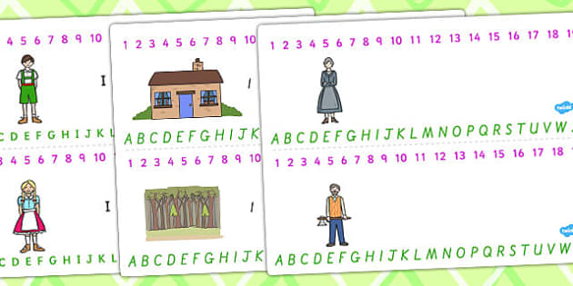 Hansel and Gretel Combined Number and Alphabet Strips - alphabet