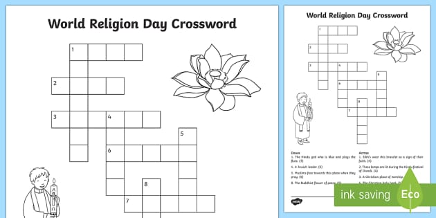 World Religion Day Crossword (teacher made)
