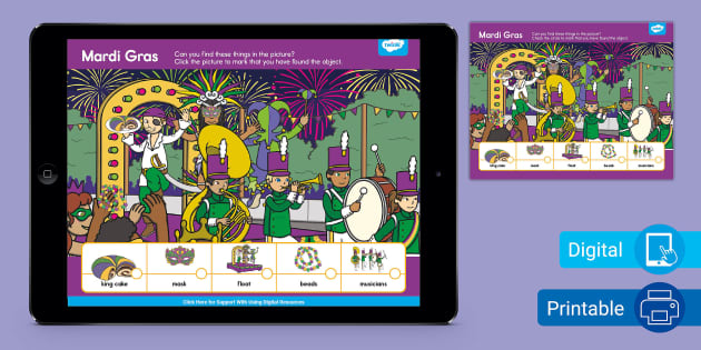 Mardi Gras Can You Find? Picture Activity (teacher made)