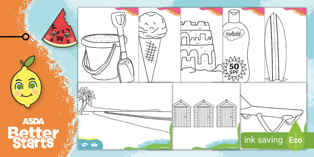 FREE! - ASDA Better Starts: Seaside Colouring - Twinkl