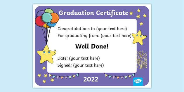 EYFS Graduation Certificate (teacher made) - Twinkl