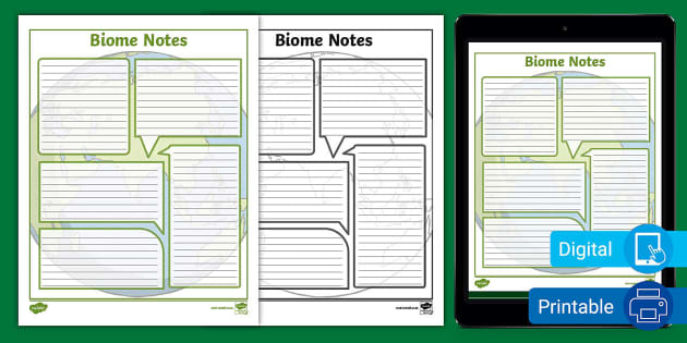 Biome Notes Graphic Organizer for 6th-8th Grade - Twinkl