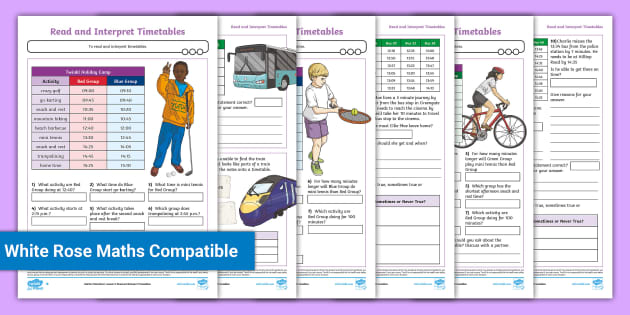 👉 Read and Interpret Timetables Differentiated Maths Worksheets