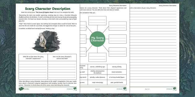 Scary Character Description: 'The Curse of Cogston House' Worksheet