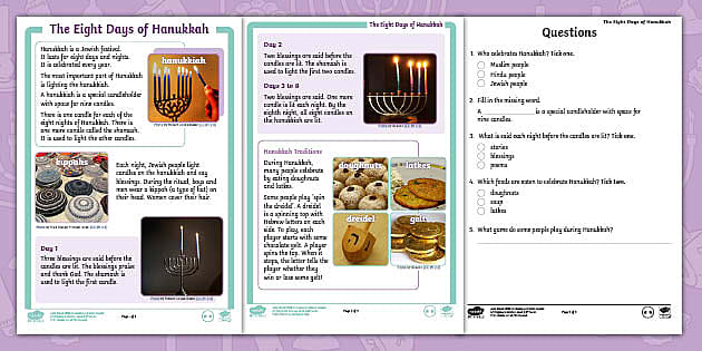 The 8 Days of Hanukkah/Hanukkah Rules Reading Comprehension