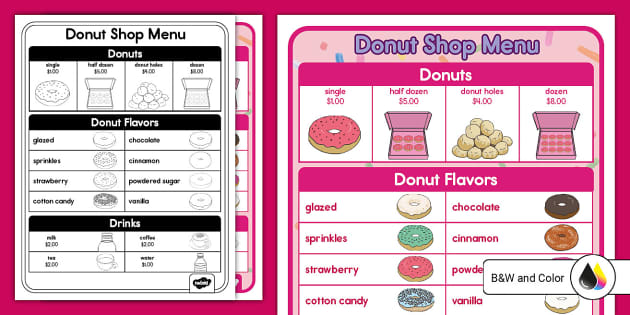 Donut Shop Dramatic Play Menu Sign Teacher Made Twinkl