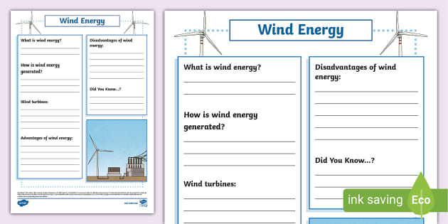Wind Energy Fact File Template,Sustainable Energy - Twinkl