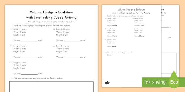 Volume: Design a Sculpture with Interlocking Cubes Activity