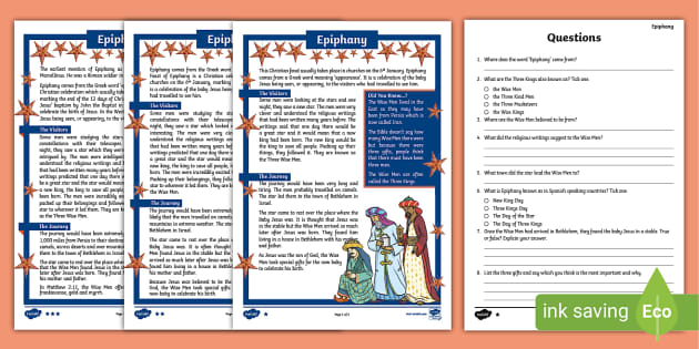 Epiphany Worksheet KS2 | Differentiated Reading | Twinkl RE
