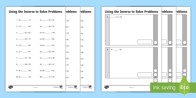 KS1 No Exchange Arithmetic Content Practice Using the Inverse to Solve