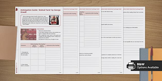 Anticipation Guide: 'Animal Farm' by George Orwell - Twinkl