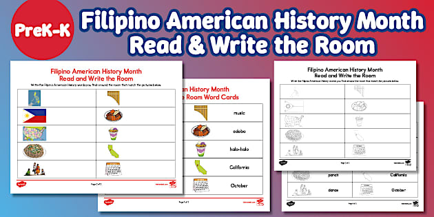 Filipino American History Month Read and Write the Room