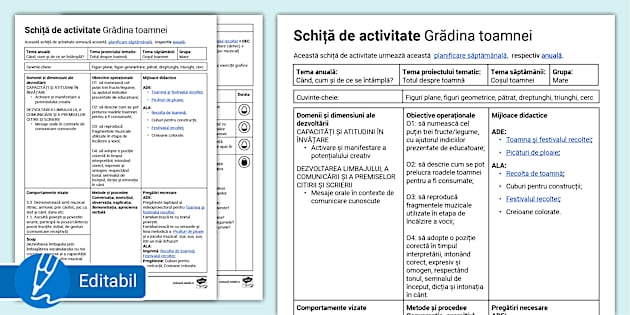 Coșul toamnei: Grădina toamnei Schiță activitate grupa mare