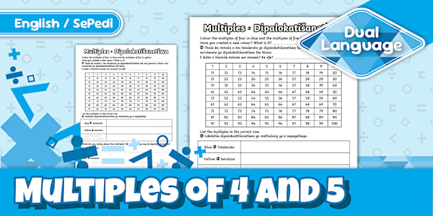 Grade 6 Maths - Multiples of 4 and 5 – Sepedi/English