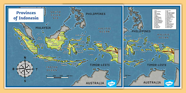 Large Indonesian Provinces Wall Map - Geography Resource