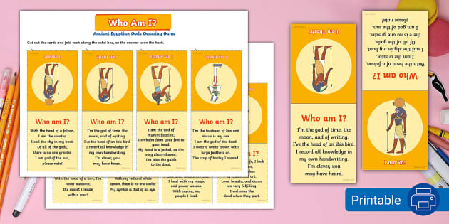 Who Am I? Egyptian Gods Guessing Game Cards for 6th-8th Grade
