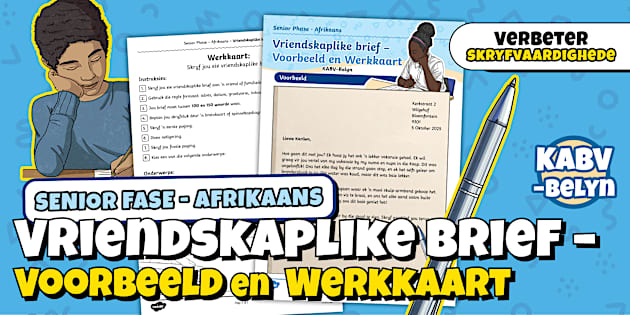Afrikaans - Vriendskaplike brief - Voorbeeld en Werkkaart